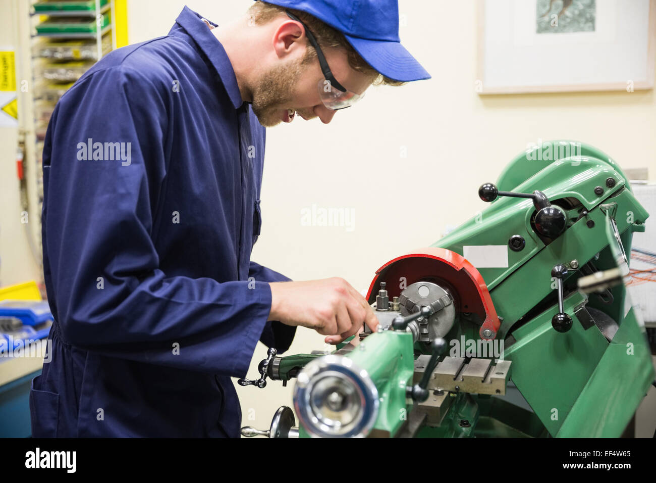 Engineering student using heavy machinery Stock Photo - Alamy