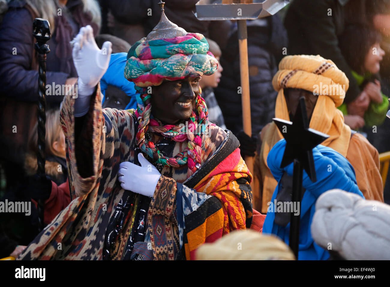 Balthazar King at the Epiphany Three Kings parade in Spain Stock Photo ...