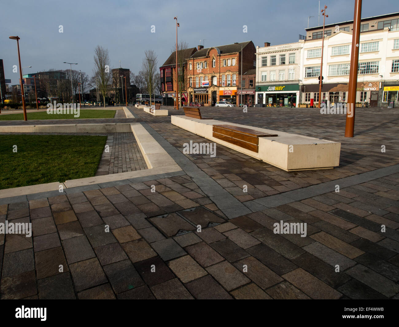 Street Furniture: Wood seating fixed onto concrete plinths in Jubilee ...