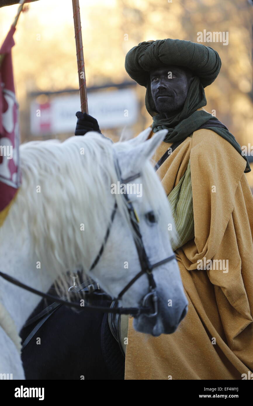 Epiphany Three Kings festival in Spain, man dressed as Arab Stock Photo ...