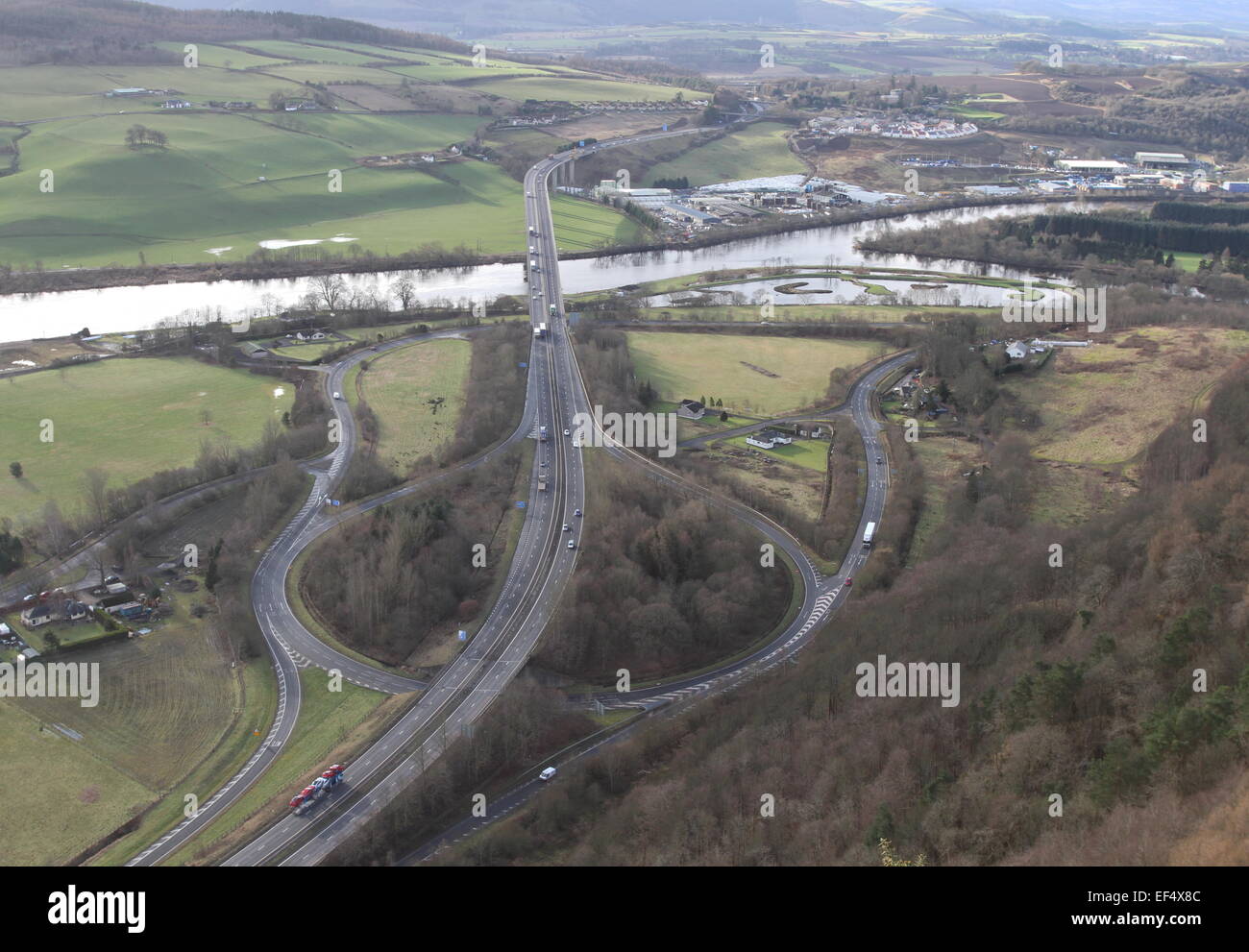 Elevated view of Friarton Bridge over River Tay Scotland January 2015 ...
