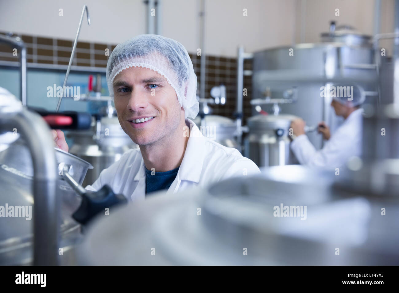 Close up of a man wearing a hair net looking at the camera Stock Photo ...