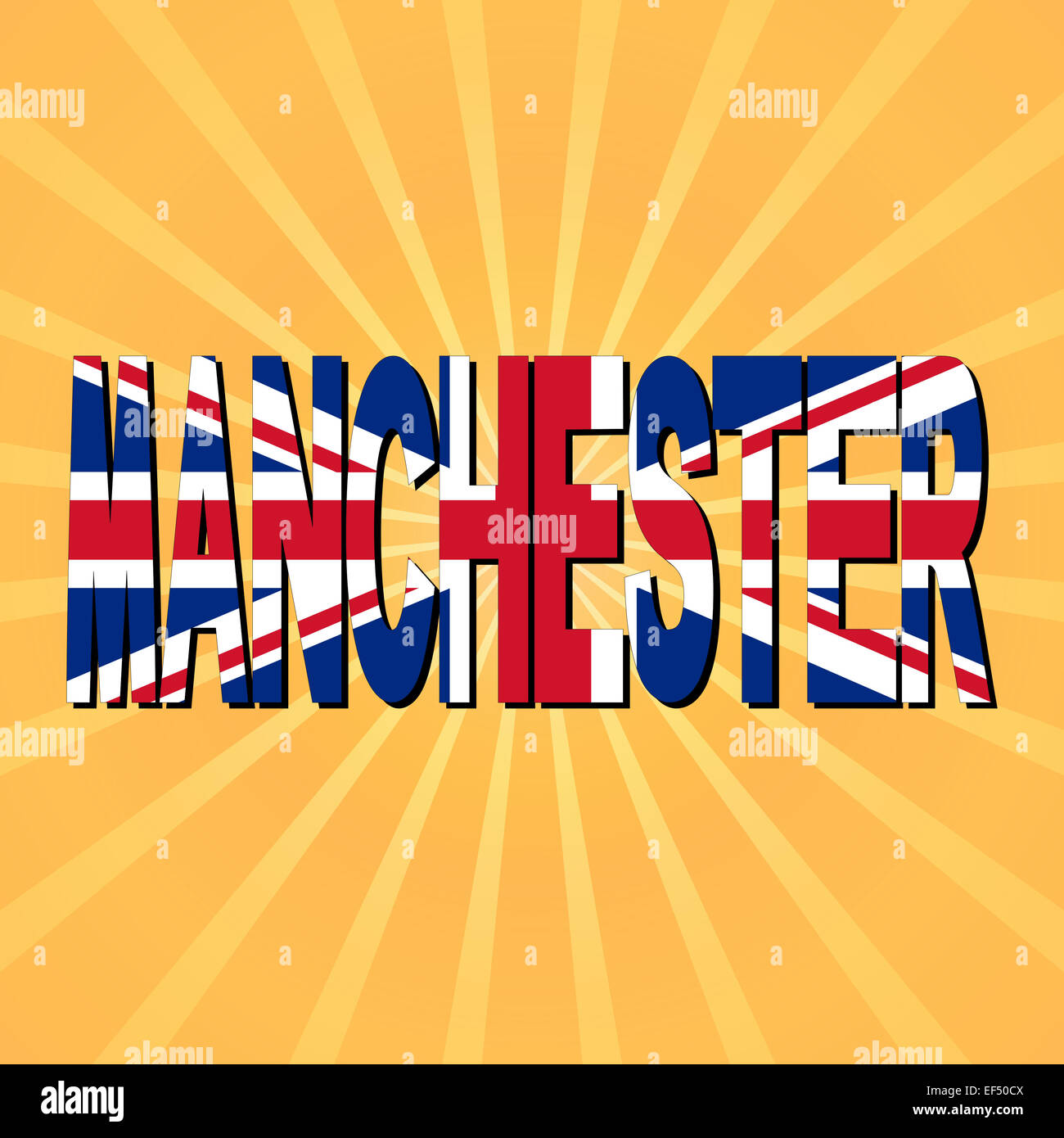 Manchester flag text with sunburst illustration Stock Photo - Alamy