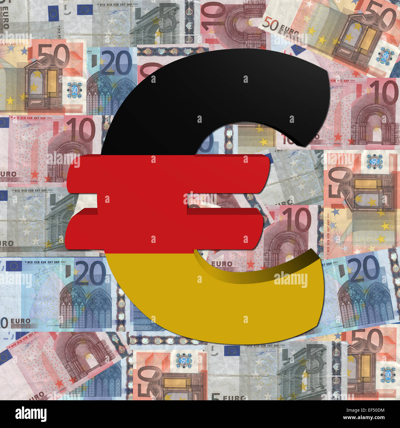 Euro symbol with German flag on Euro currency illustration Stock Photo ...