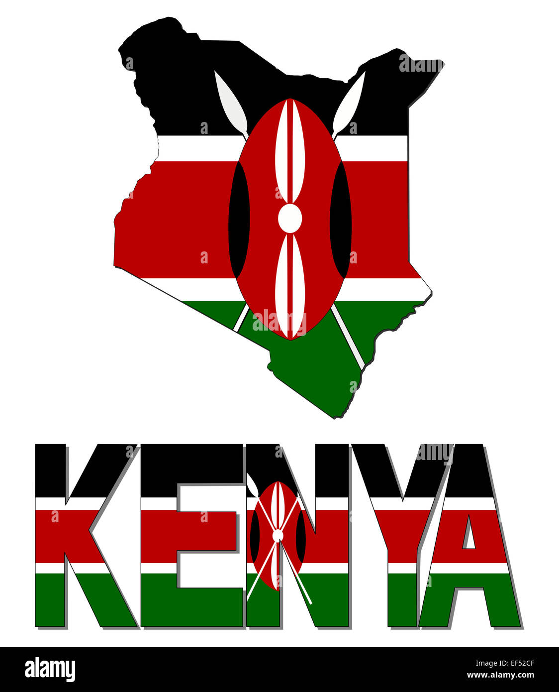 Kenya map flag and text illustration Stock Photo - Alamy