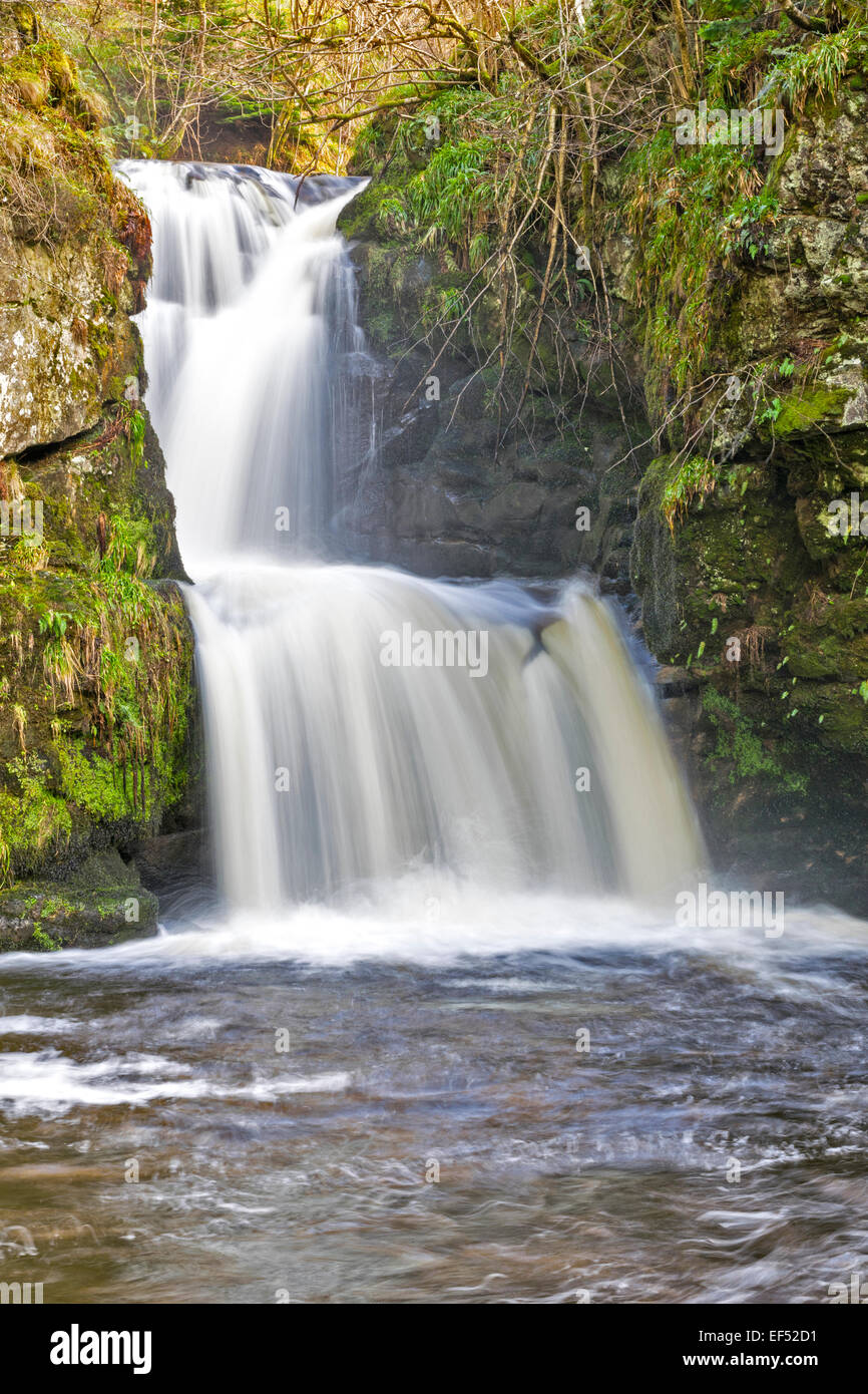 ABERLOUR BURN OR STREAM THE DOUBLE WATERFALL CASCADING OVER ROCKS IN ...