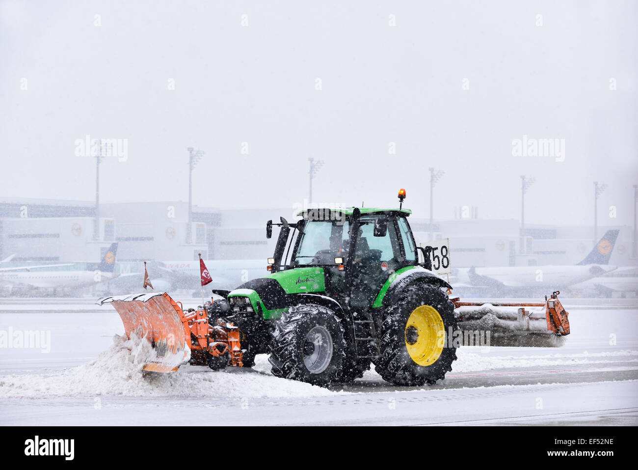snowplow, snow, tractor, truck, airport, winter, Munich Airport, Erding ...