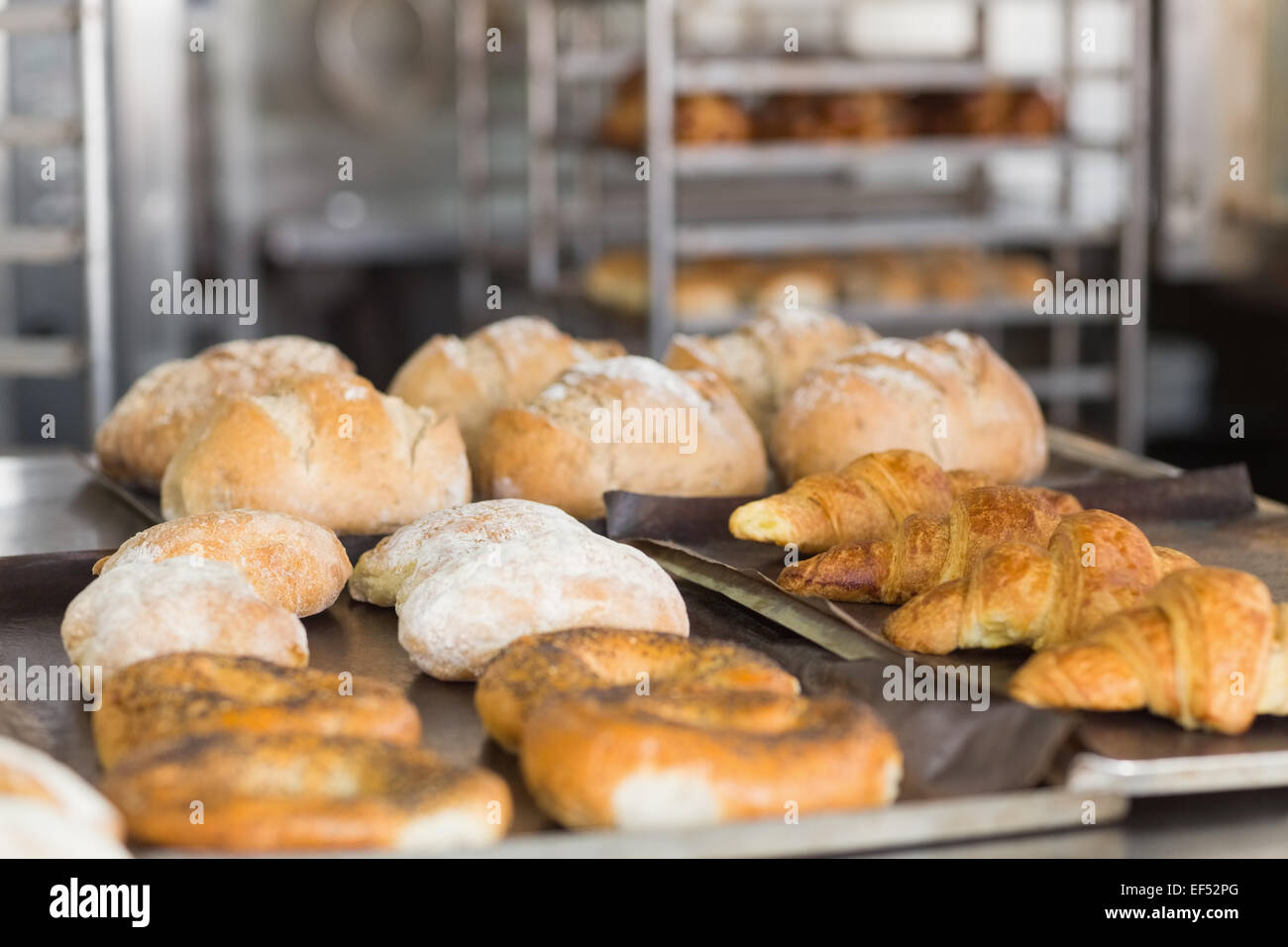 Freshly baked bread on counter Stock Photo - Alamy