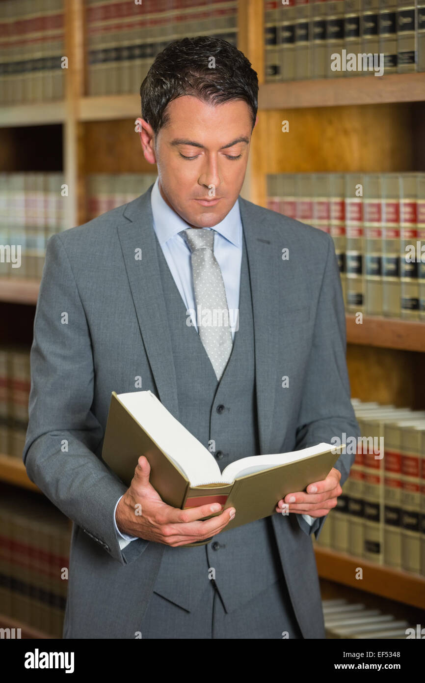 Lawyer reading book in the law library Stock Photo - Alamy