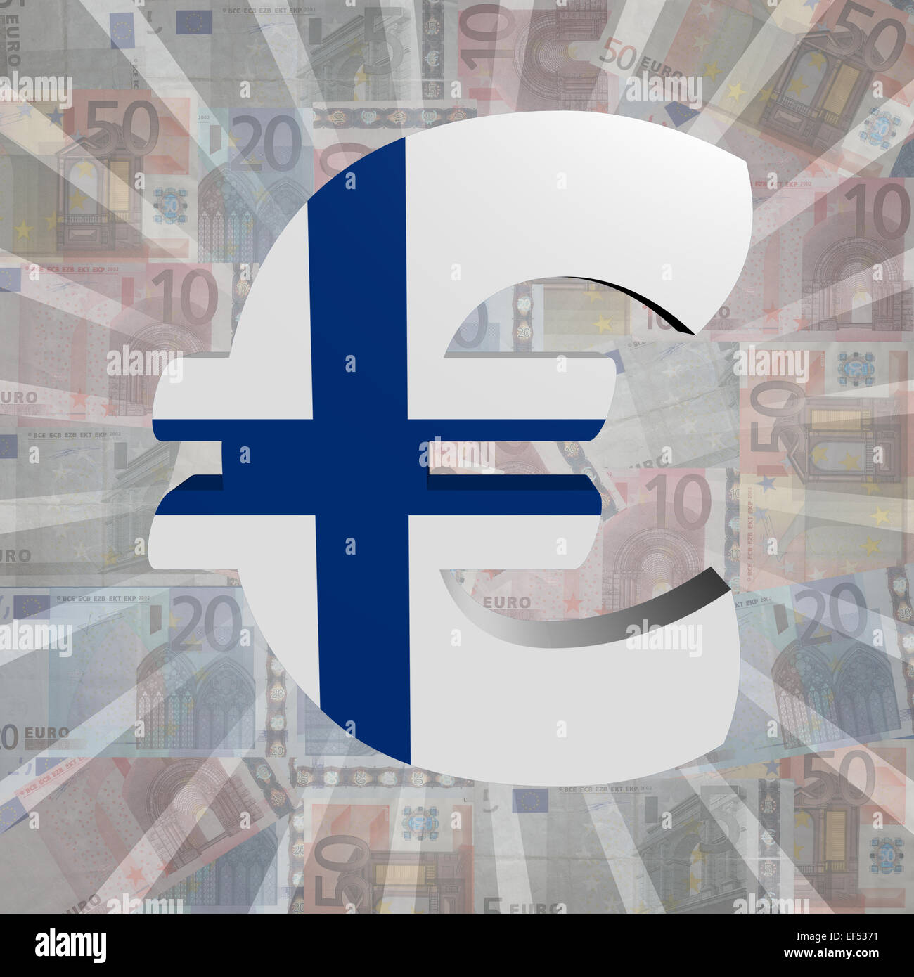 Euro symbol with Finnish flag on Euro currency illustration Stock Photo ...