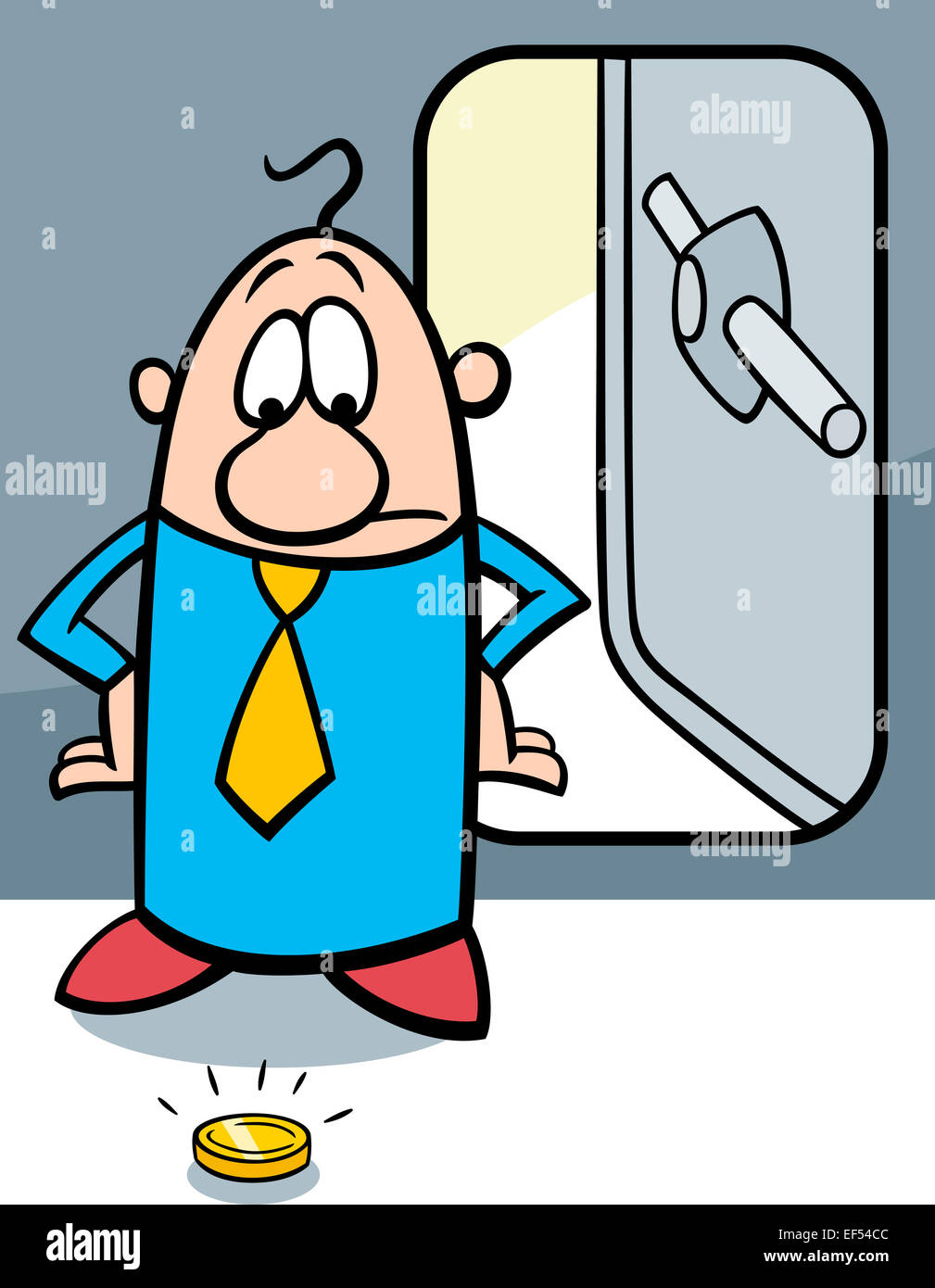 Concept Cartoon Illustration of Businessman and Empty Vault Stock Photo ...
