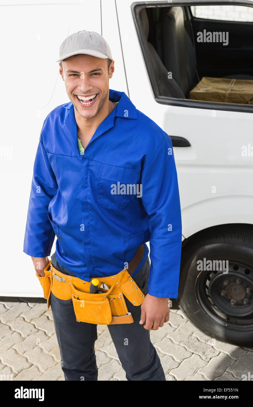 Man tools smiling at camera mixed race hi-res stock photography and ...