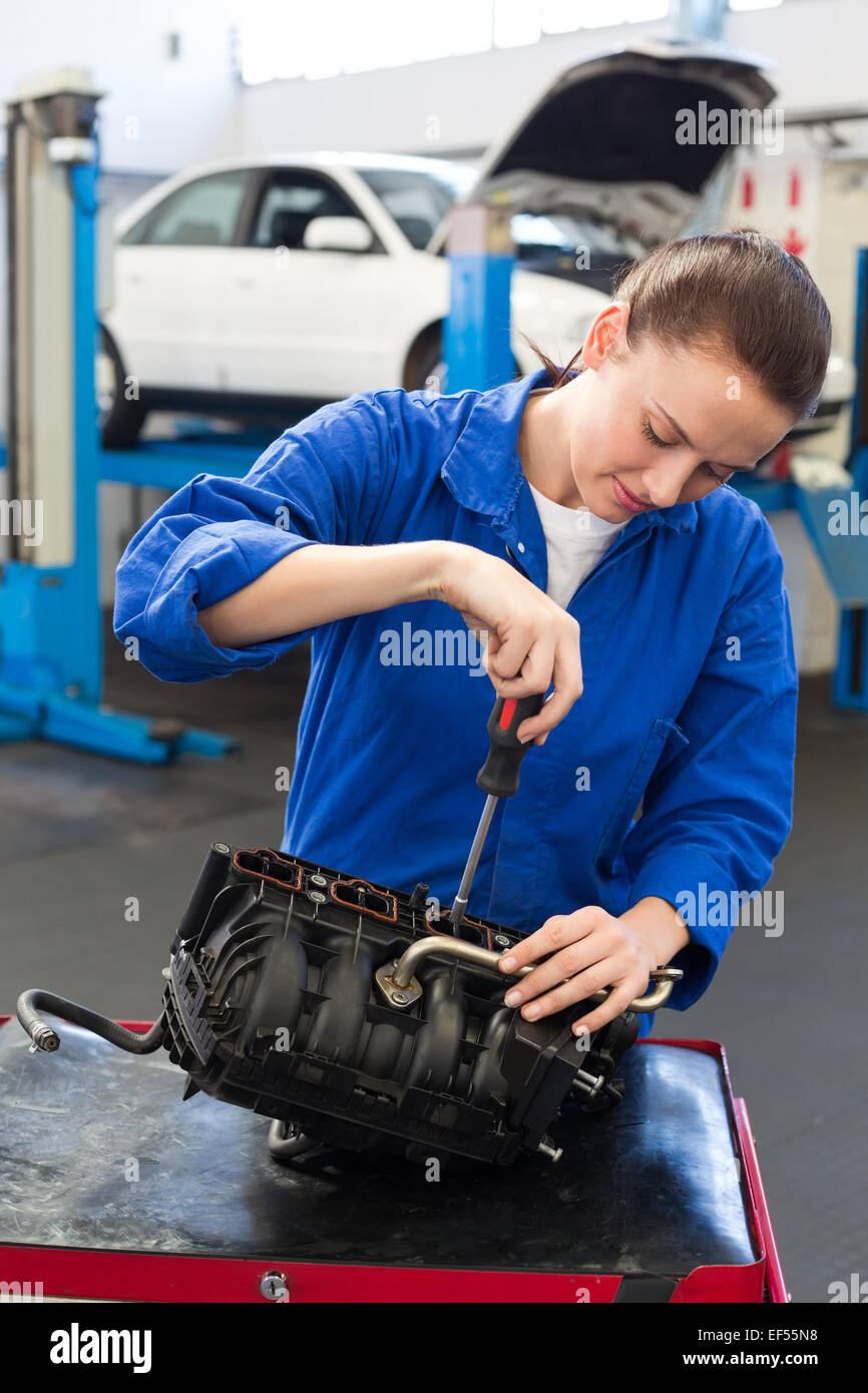 Mechanic working on an engine Stock Photo - Alamy