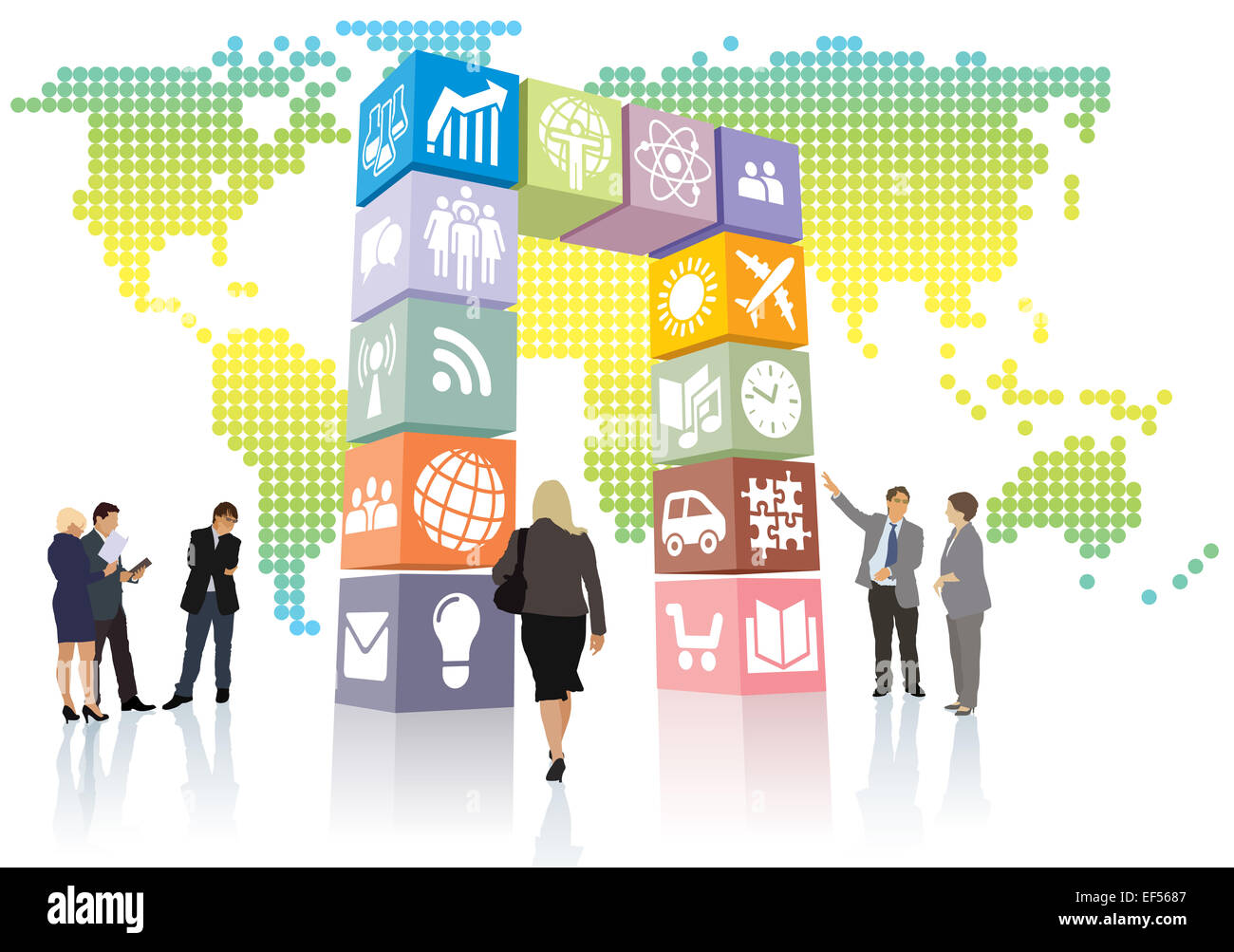 New web portal is open to the world, gate of icons and signs Stock ...