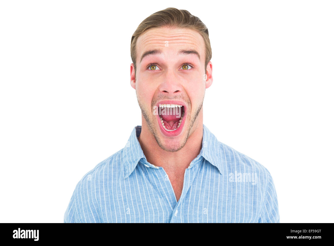 Handsome man screaming out loud Stock Photo - Alamy