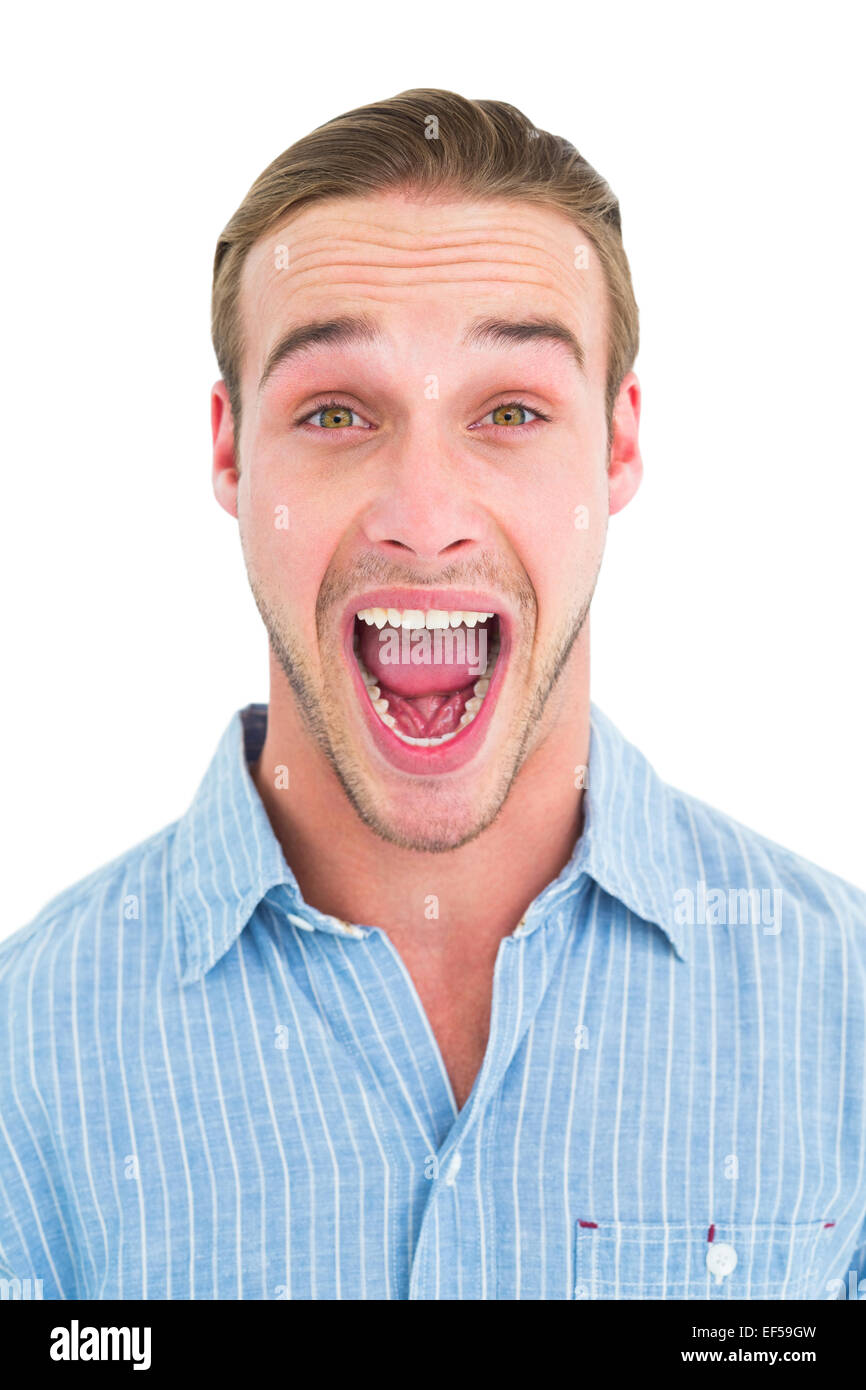 Handsome man screaming out loud Stock Photo - Alamy