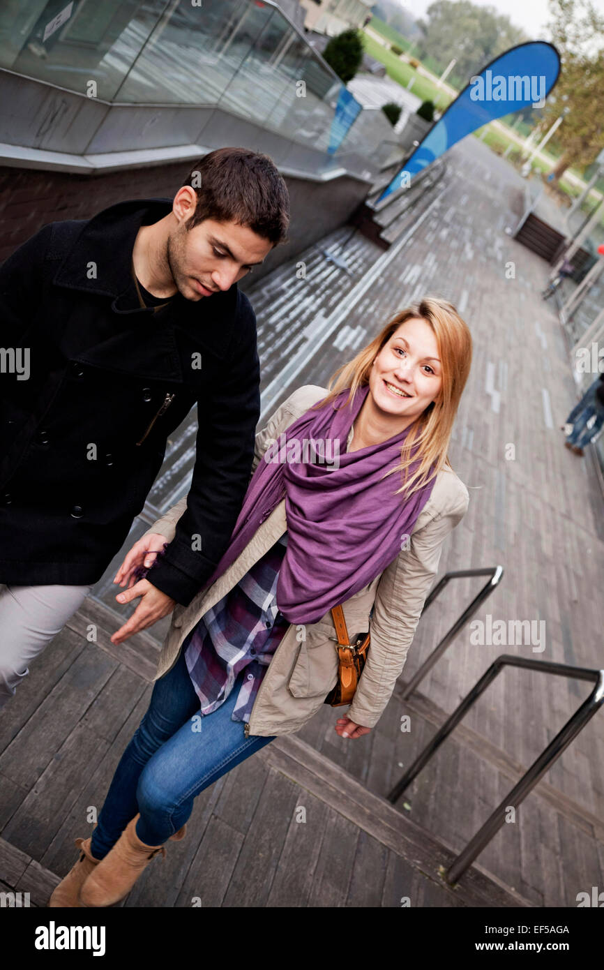 Two women walking up steps hi-res stock photography and images - Alamy