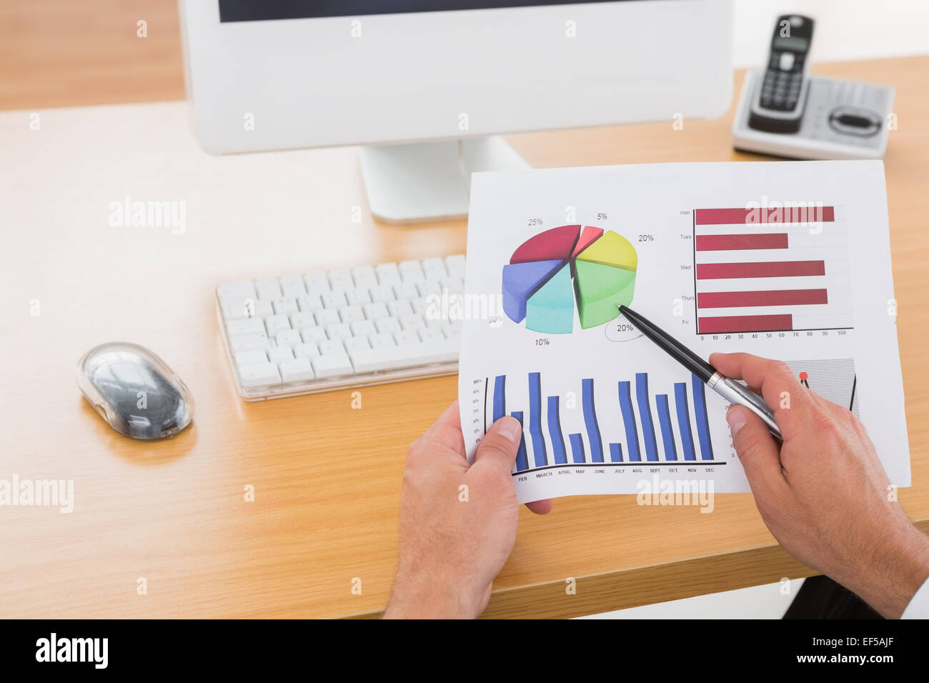 Businessman working on measuring graph at his desk Stock Photo - Alamy