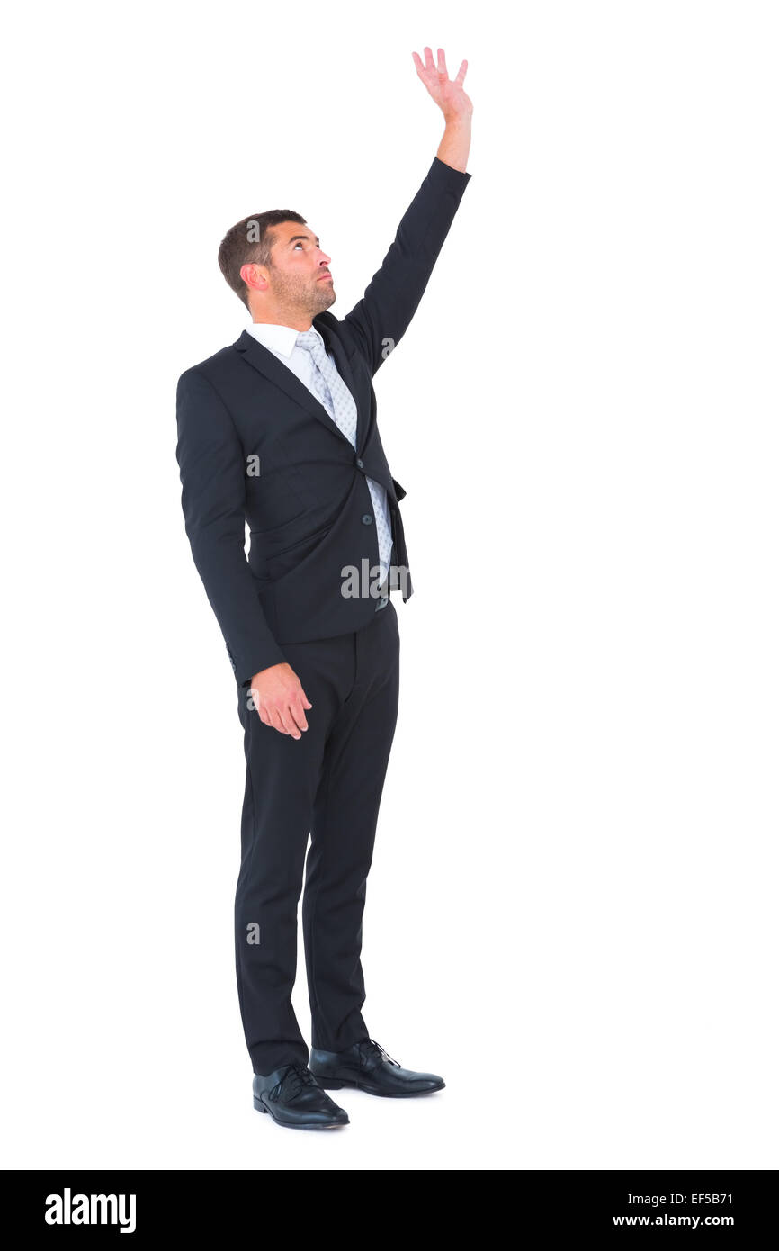 Businessman put his hand up Stock Photo - Alamy