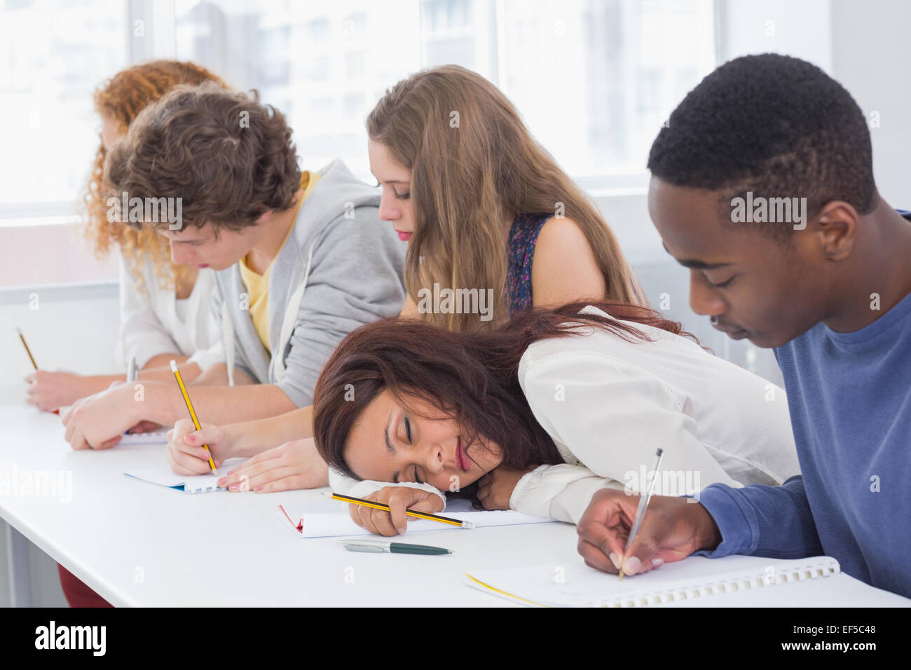 Student dozing during a class Stock Photo - Alamy
