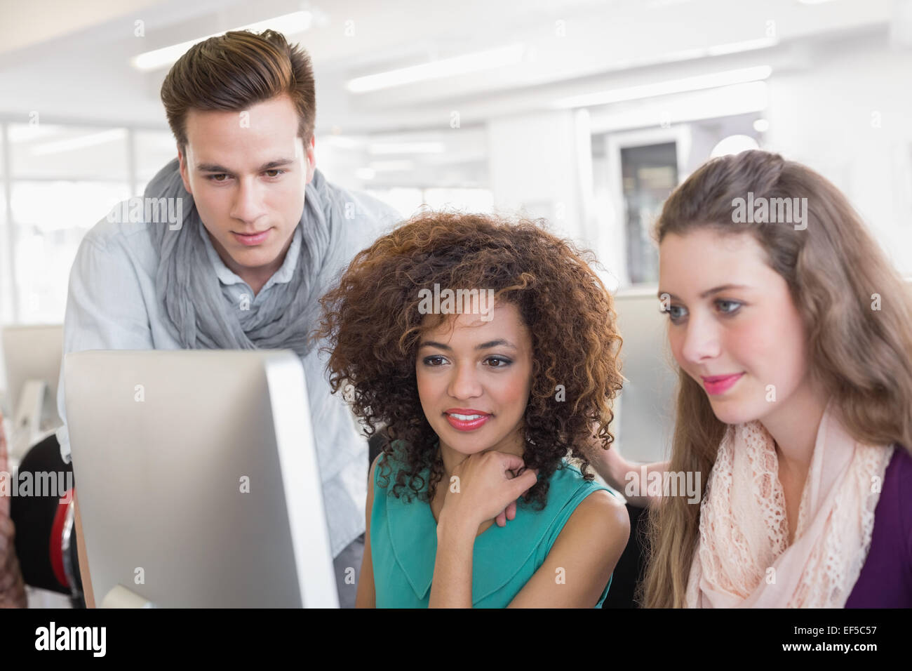 Students working in computer room Stock Photo - Alamy