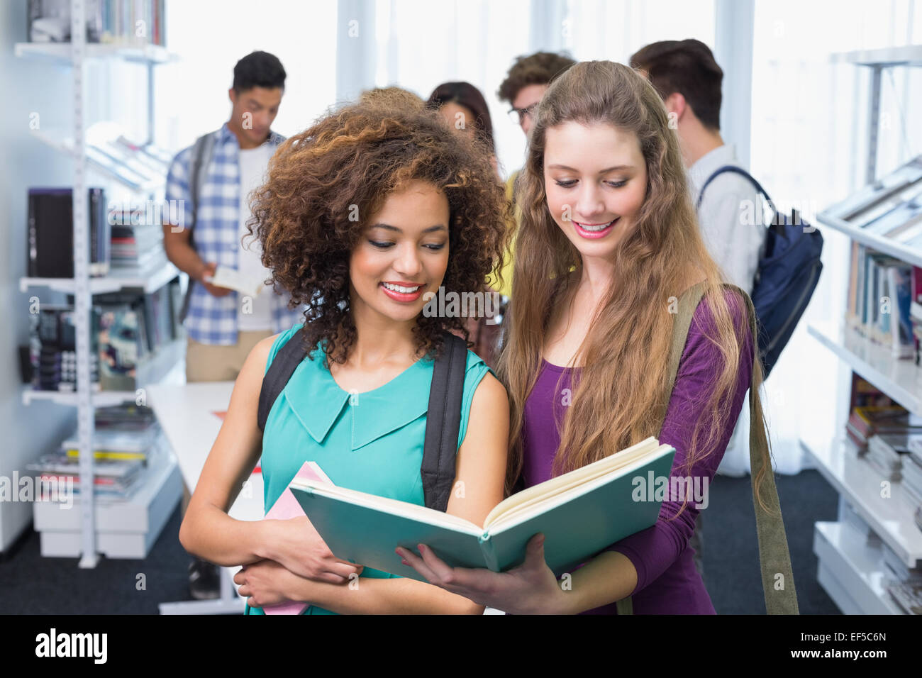 Students reading over their class notes Stock Photo - Alamy