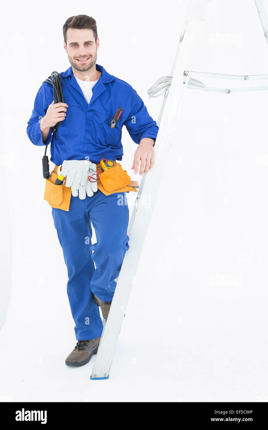Caucasian construction worker on ladder hi-res stock photography and ...