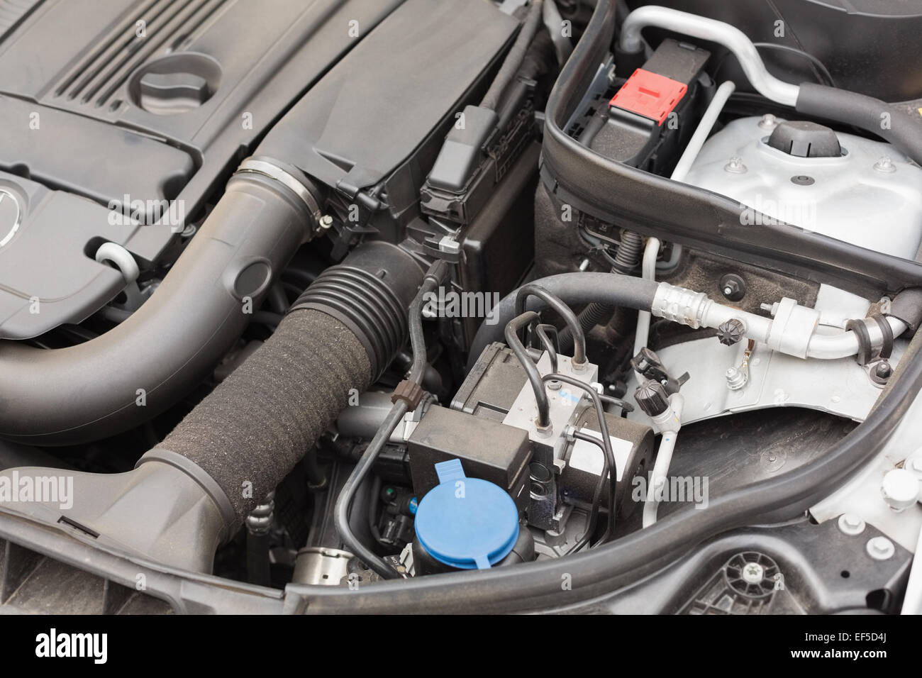 Overhead of engine in bonnet Stock Photo - Alamy