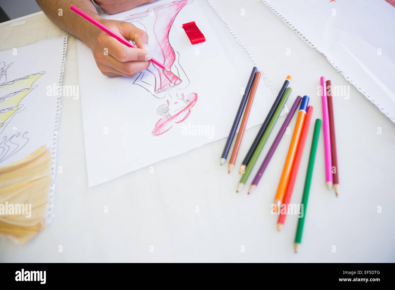College student drawing picture with colored pencil Stock Photo - Alamy