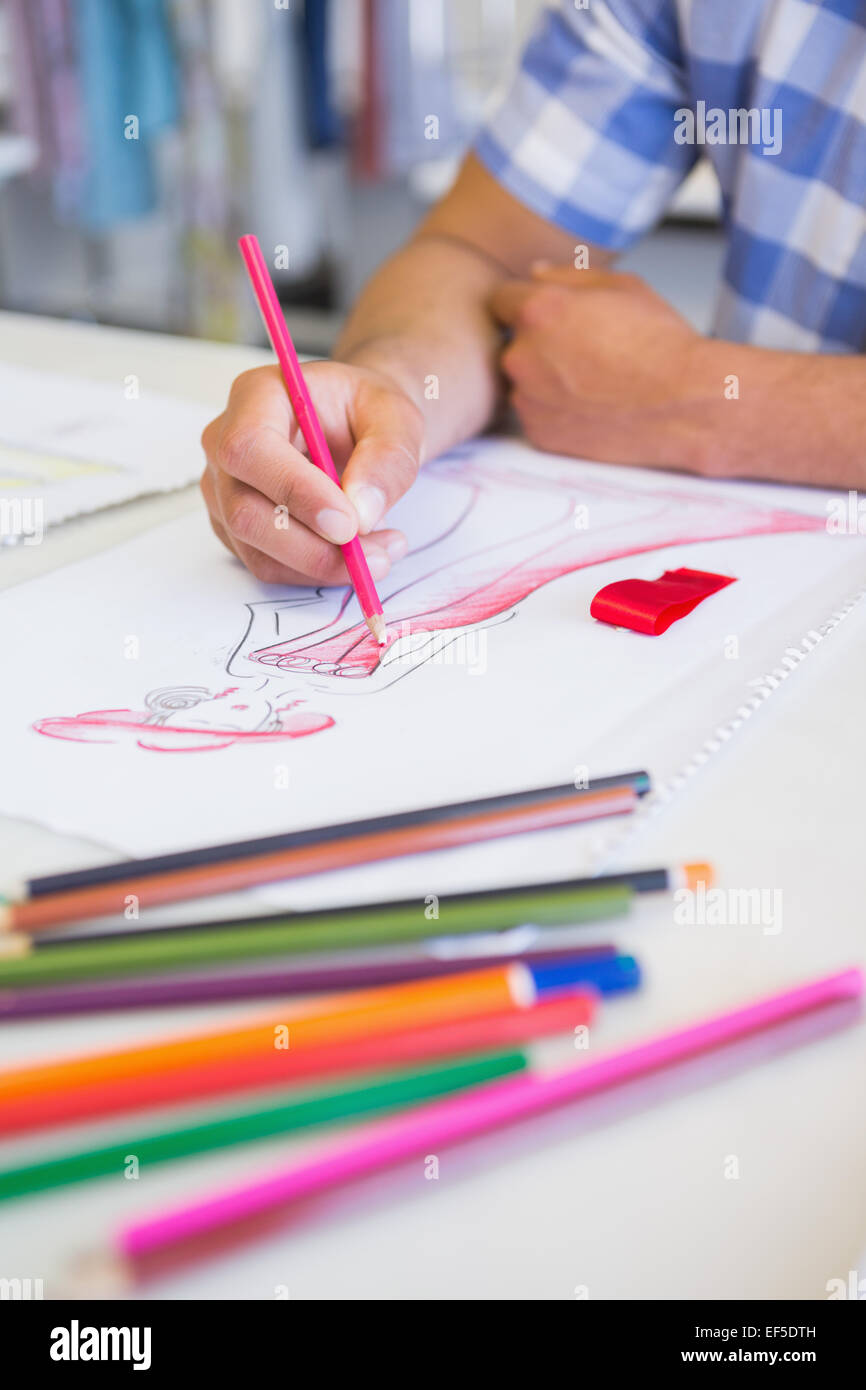 College student drawing picture with colored pencil Stock Photo - Alamy