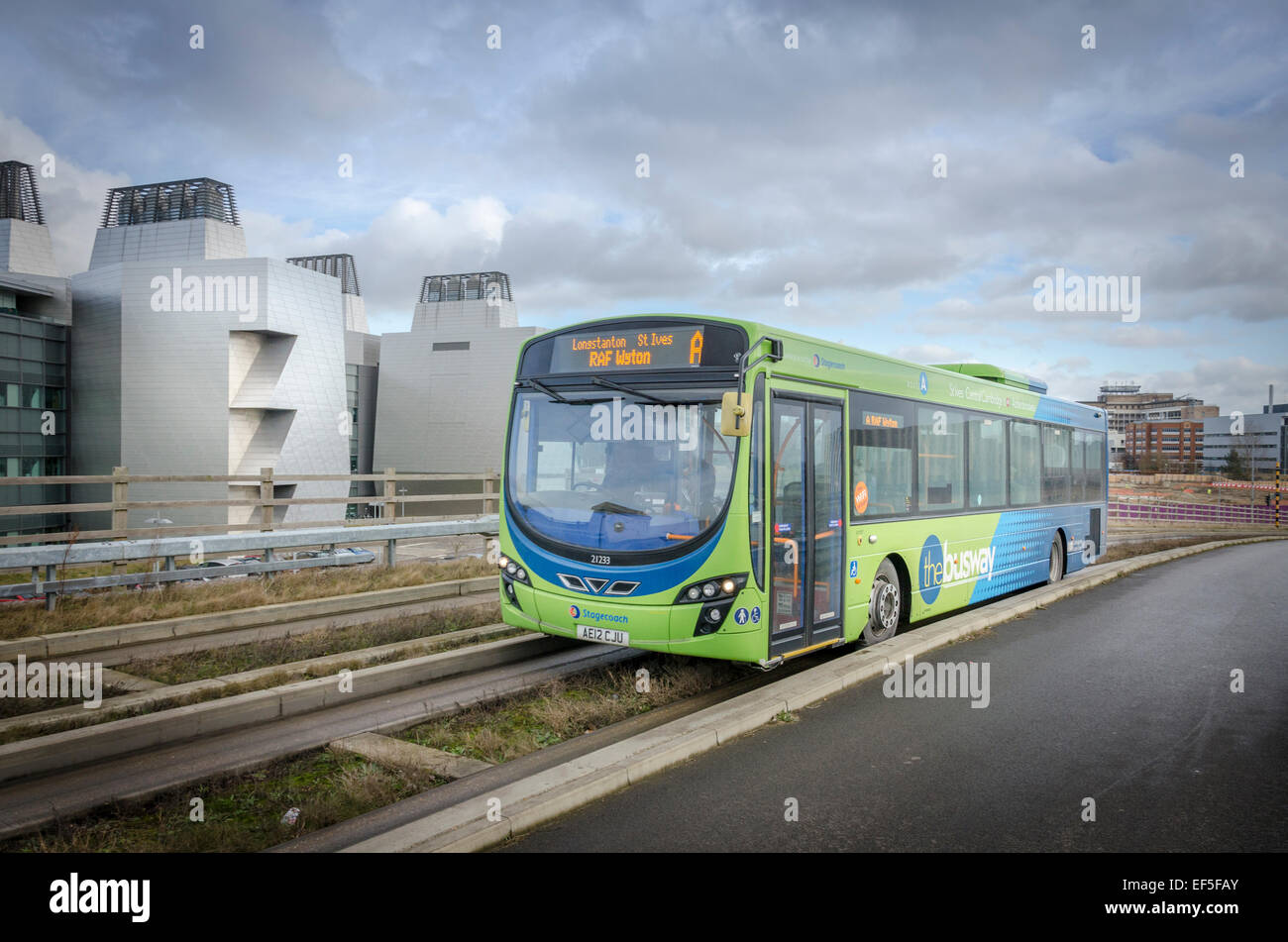 Cambridge guided bus on the Cambridge Biomedical Campus with the MRC ...