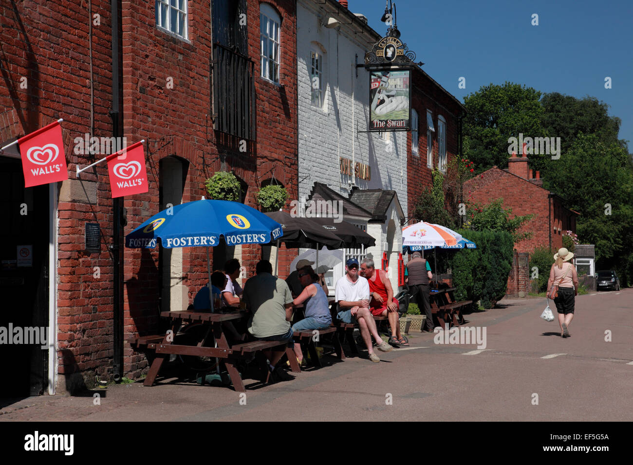 Customers outside The Swan pub at Fradley Junction where the Trent and ...