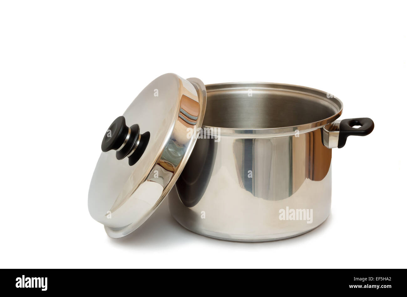 A large stainless steel pot with lid and convenient carry handles ...
