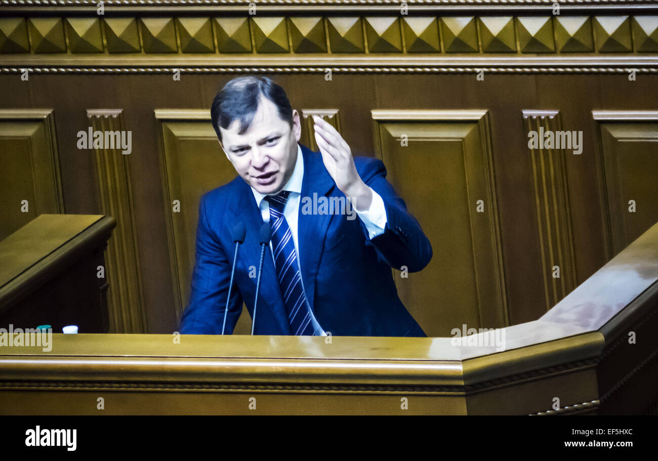 Jan. 27, 2015 - Oleg Lyashko, leader of the Radical Party, speaking at ...