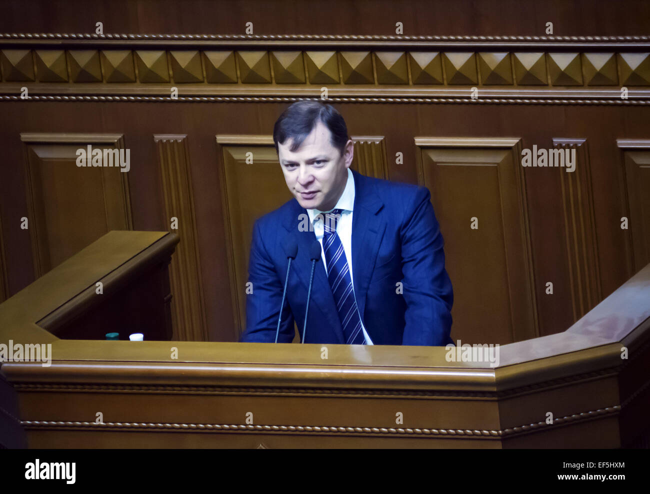 Jan. 27, 2015 - Oleg Lyashko, leader of the Radical Party, speaking at ...