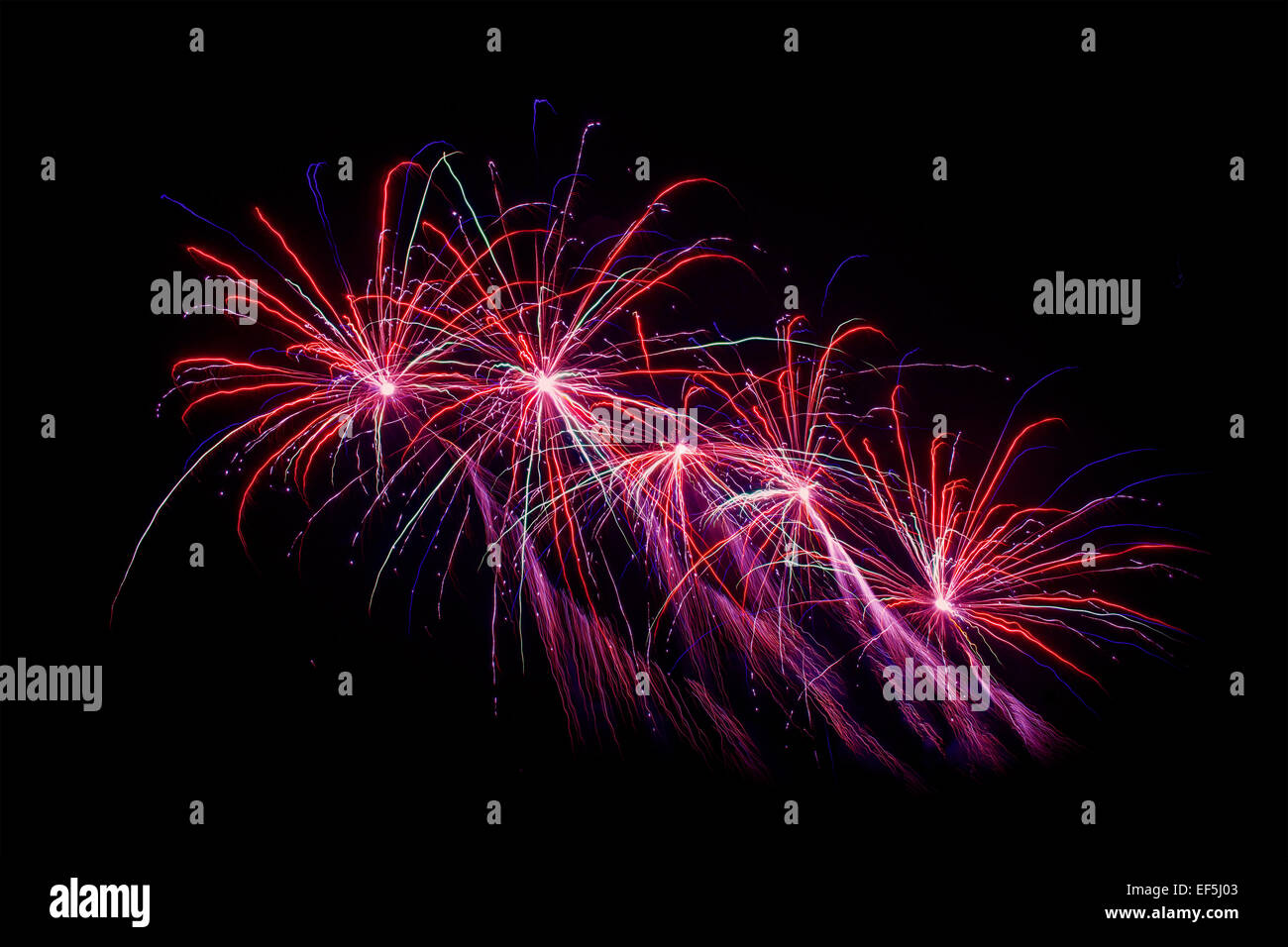 Variety of fireworks at new years eve Stock Photo - Alamy