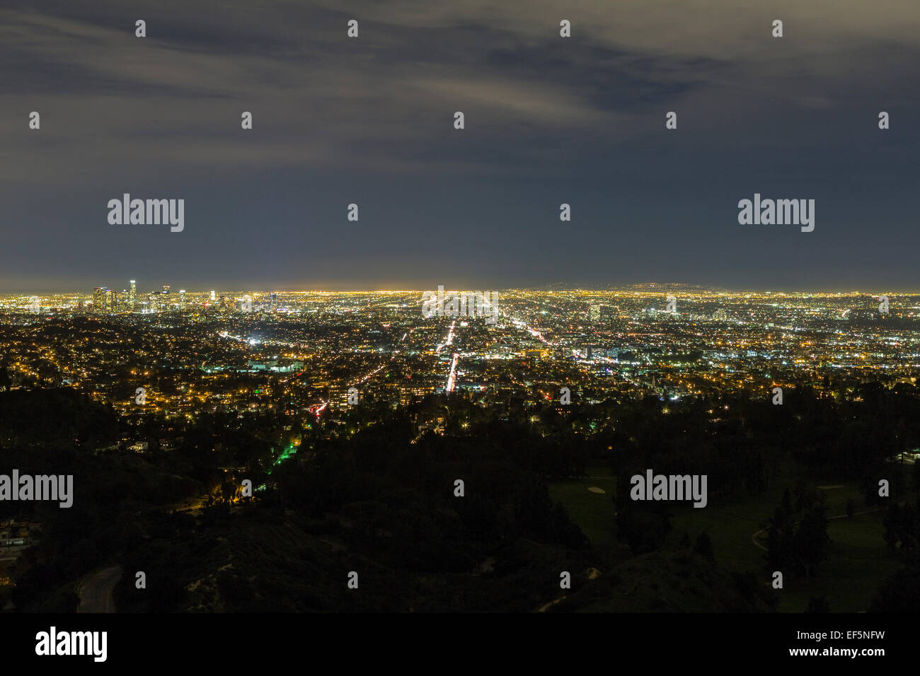 Night hilltop view of the city of Los Angeles Stock Photo - Alamy