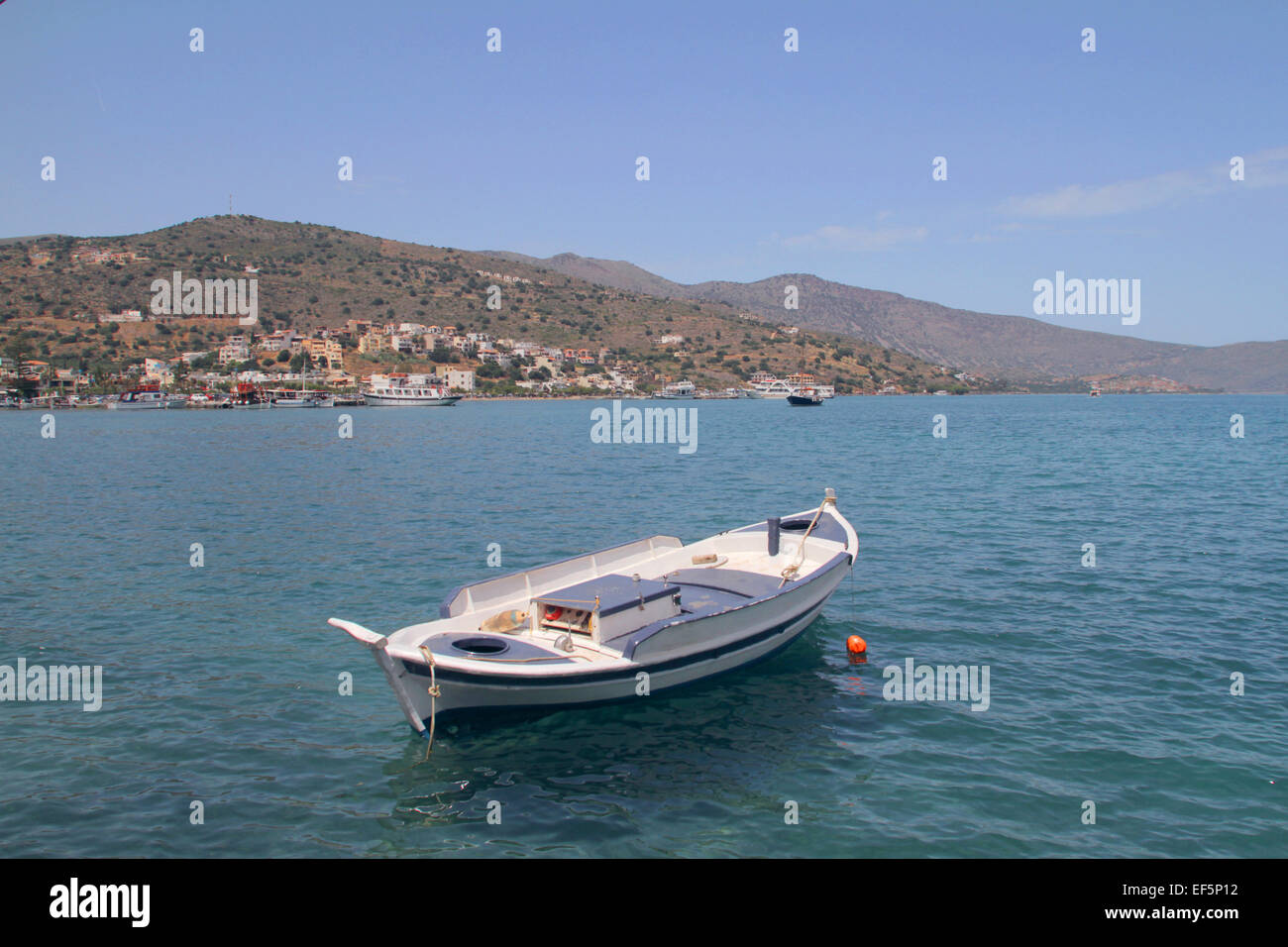 SMALL FISHING BOAT ELOUNDA CRETE GREECE 03 May 2014 Stock Photo - Alamy