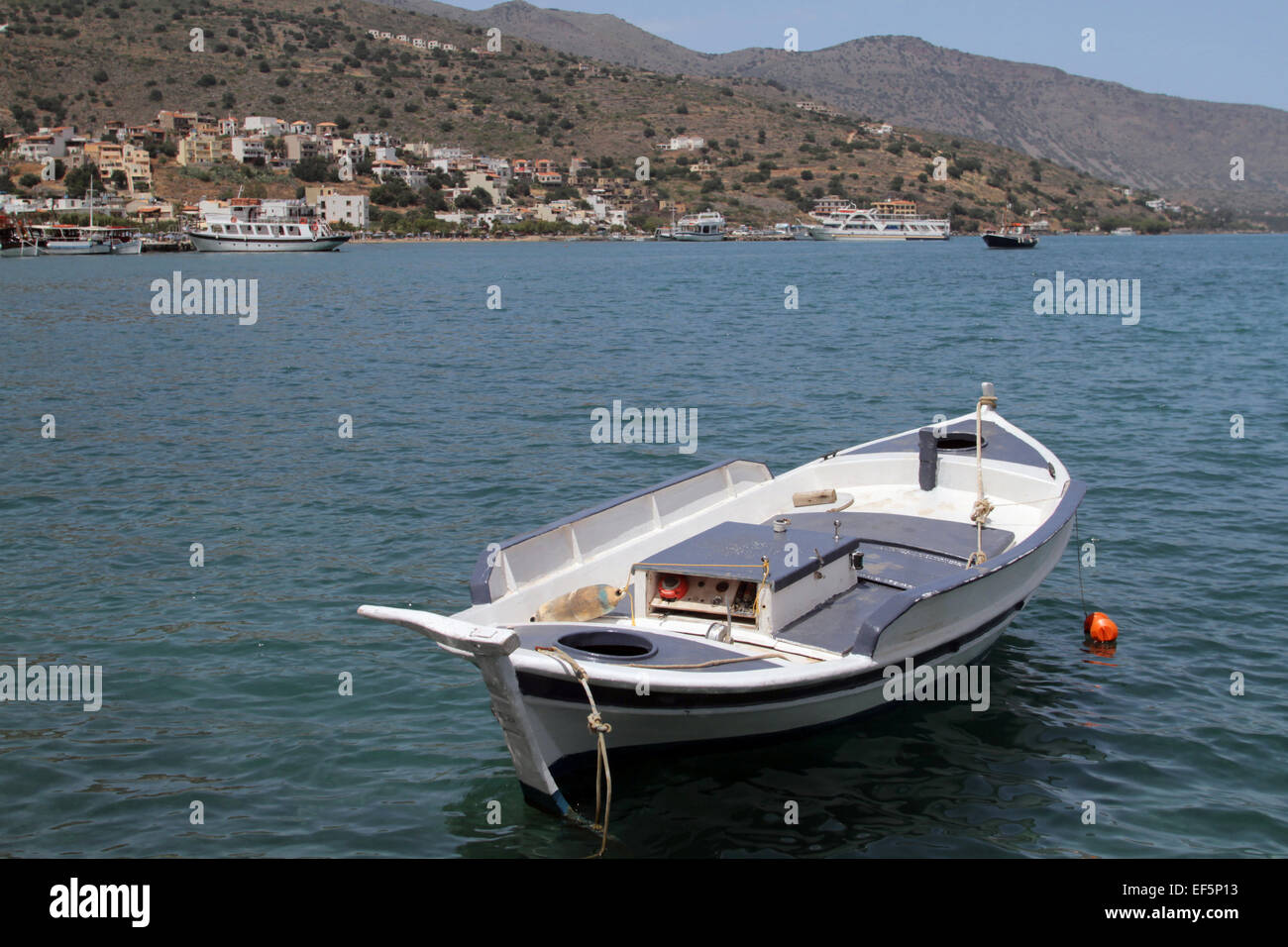 SMALL FISHING BOAT ELOUNDA CRETE GREECE 03 May 2014 Stock Photo - Alamy