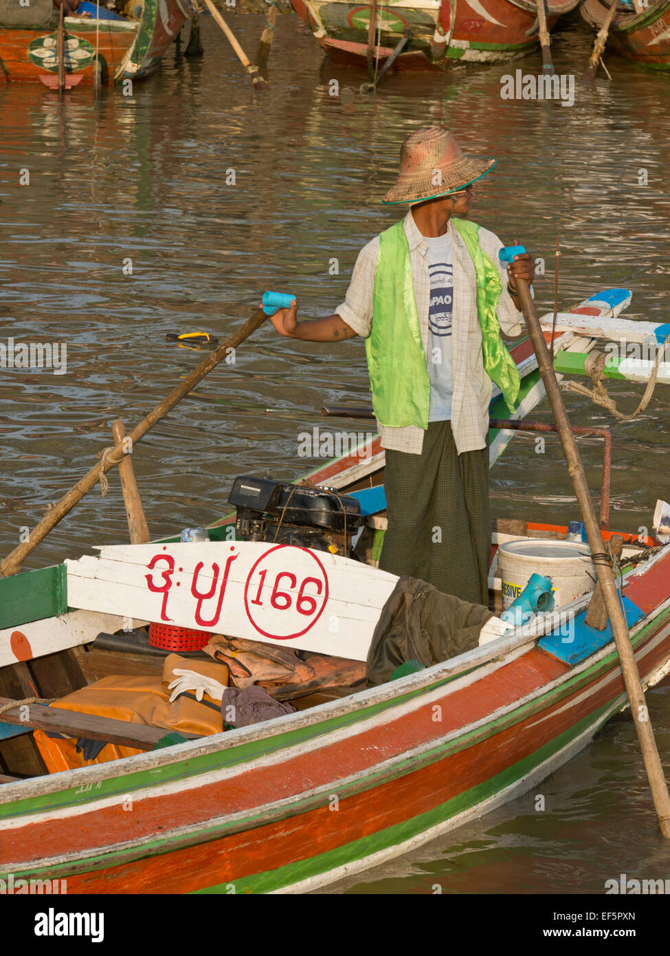 Passenger boat in the harbour in Yangon, Myanmar Stock Photo - Alamy