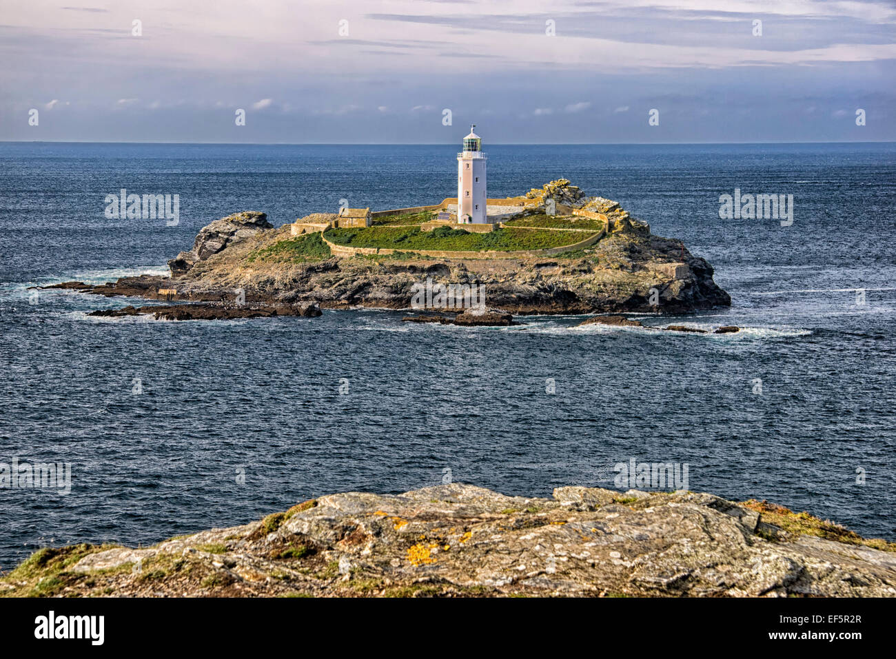 Godrevy Lighthouse, Godrevy Island, St Ives Bay, Cornwall, England ...