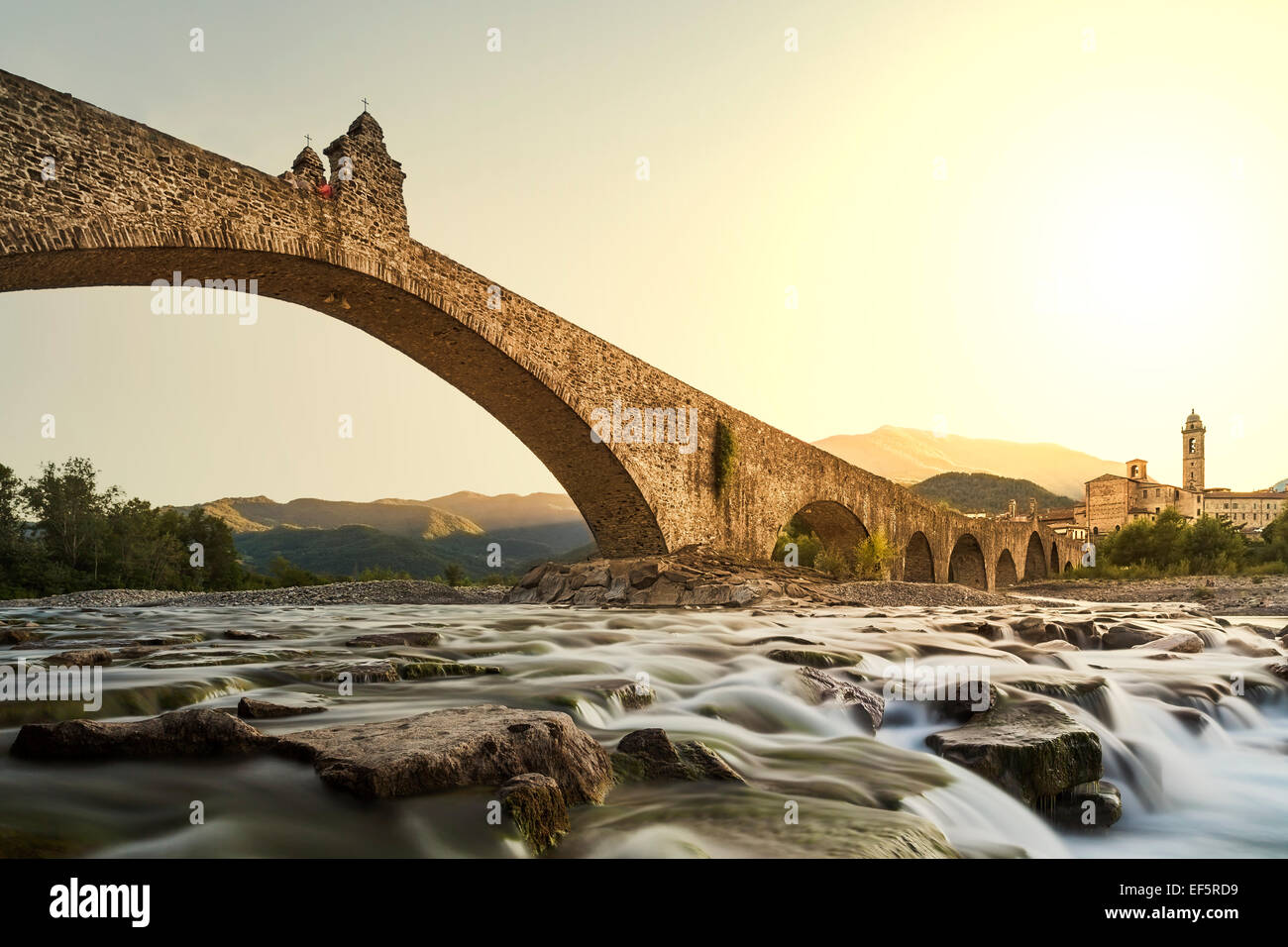 Hunchback bridge. Bobbio. Emilia-Romagna. Italy. The old bridge "Gobbo ...