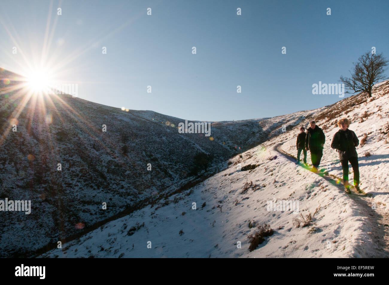 Walking on the Long Mynd near Church Stretton in the snow with ...