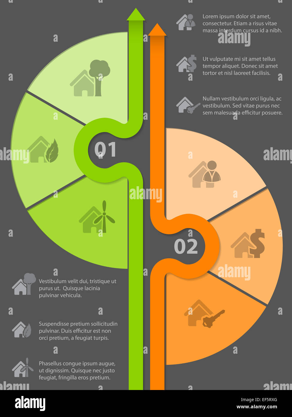 Infographic design with various house icons and options Stock Photo - Alamy