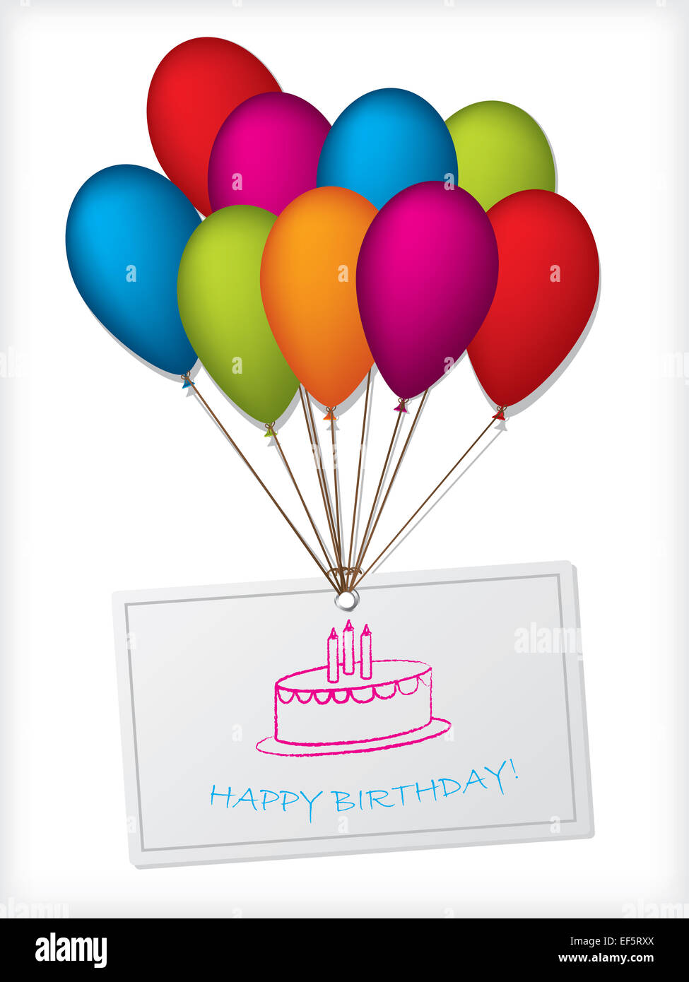 Birthday card greeting design with color balloons Stock Photo - Alamy