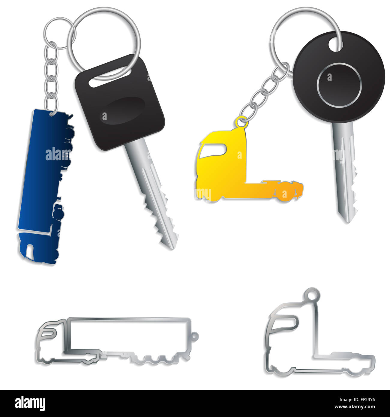 Semi truck key holders with keys and chains Stock Photo - Alamy