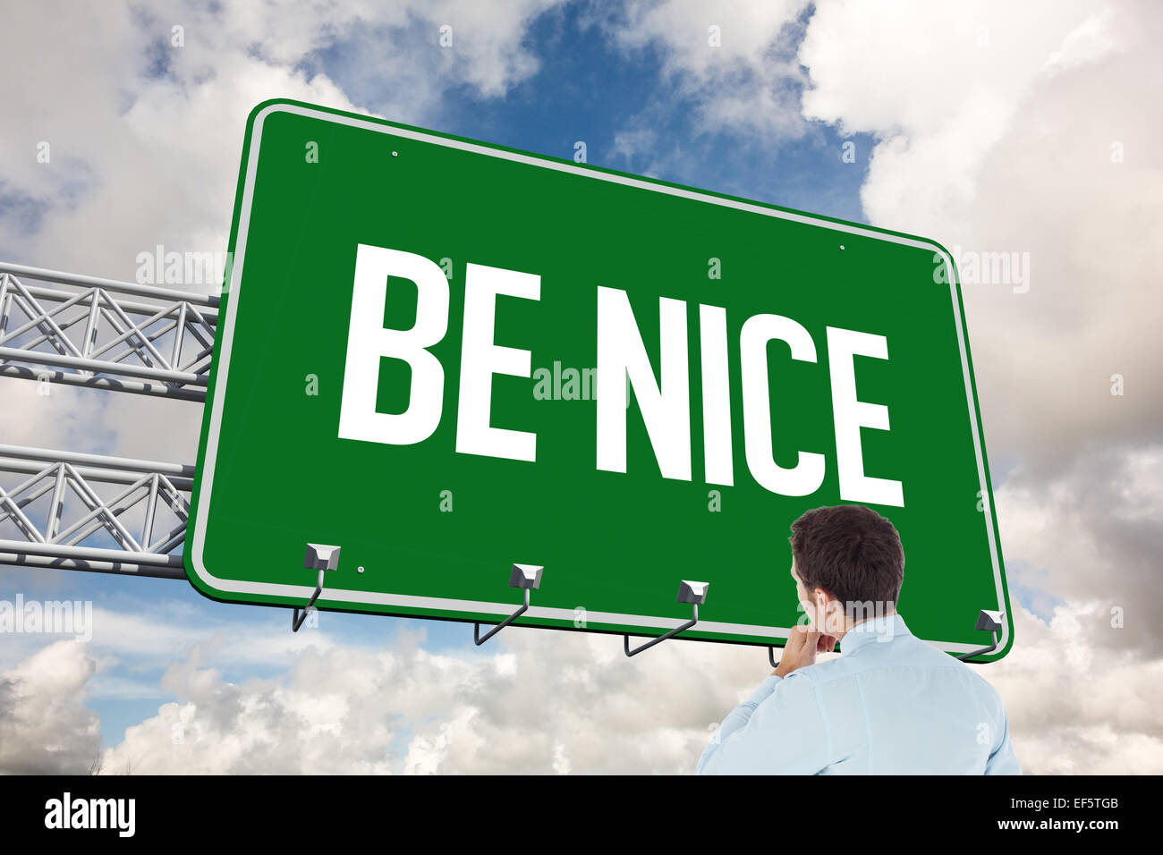 Be nice against blue sky with white clouds Stock Photo - Alamy
