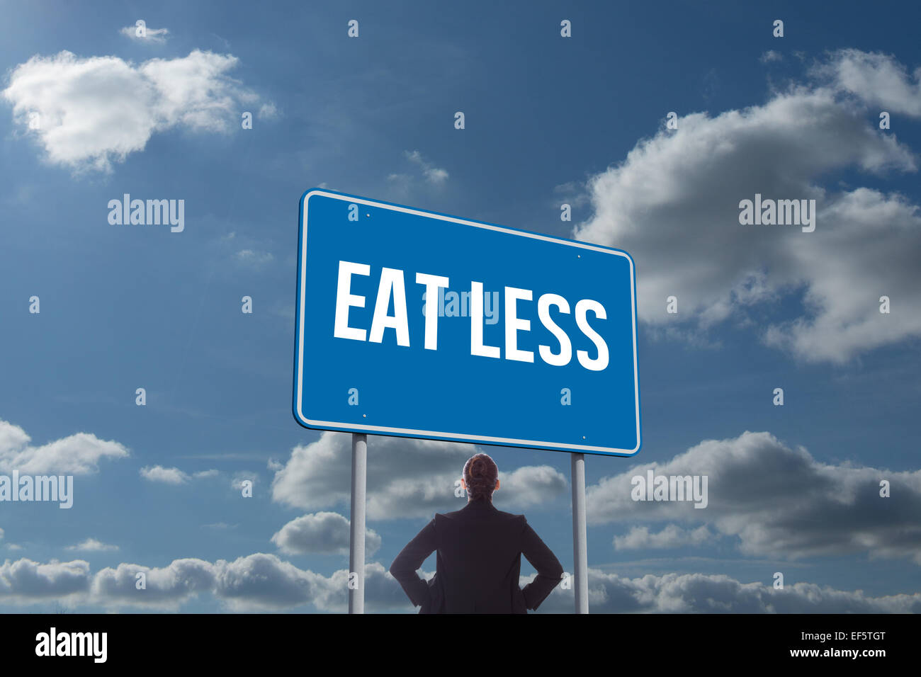 Eat less against sky and clouds Stock Photo - Alamy