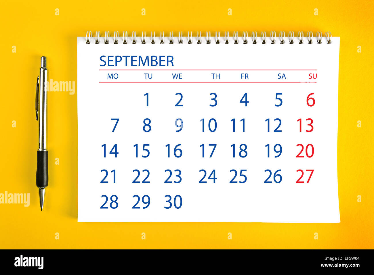 September calendar hi-res stock photography and images - Alamy