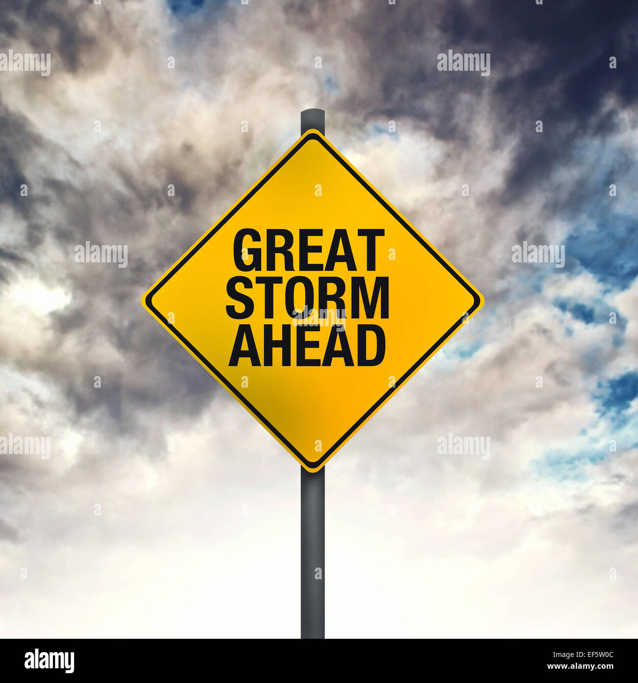 Great Storm Ahead Warning Sign for a Blizzard or Big Snow Storm Stock ...